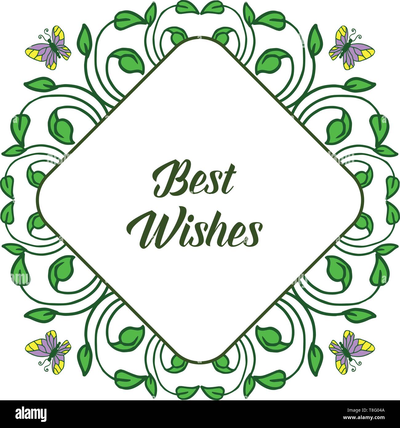 Vector illustration writing best wishes for texture of wreath frames ...