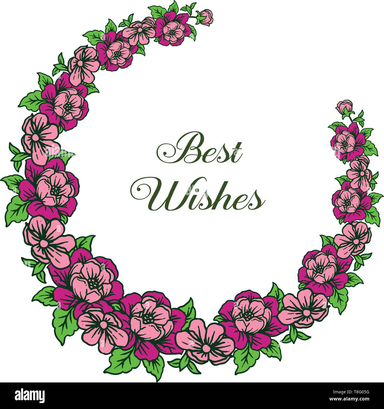 Vector illustration writing best wishes for texture of wreath frames ...