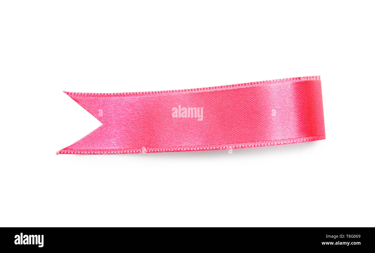 Pink ribbon bookmark on white background Stock Photo - Alamy