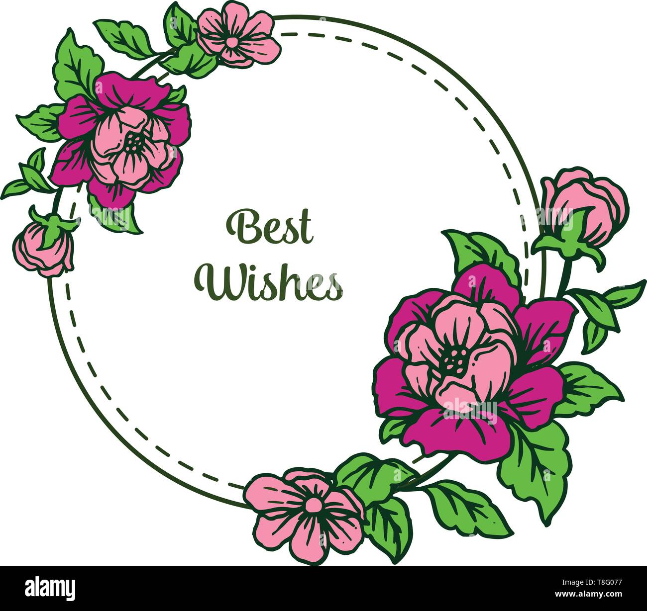 Vector illustration writing best wishes for texture of wreath frames ...