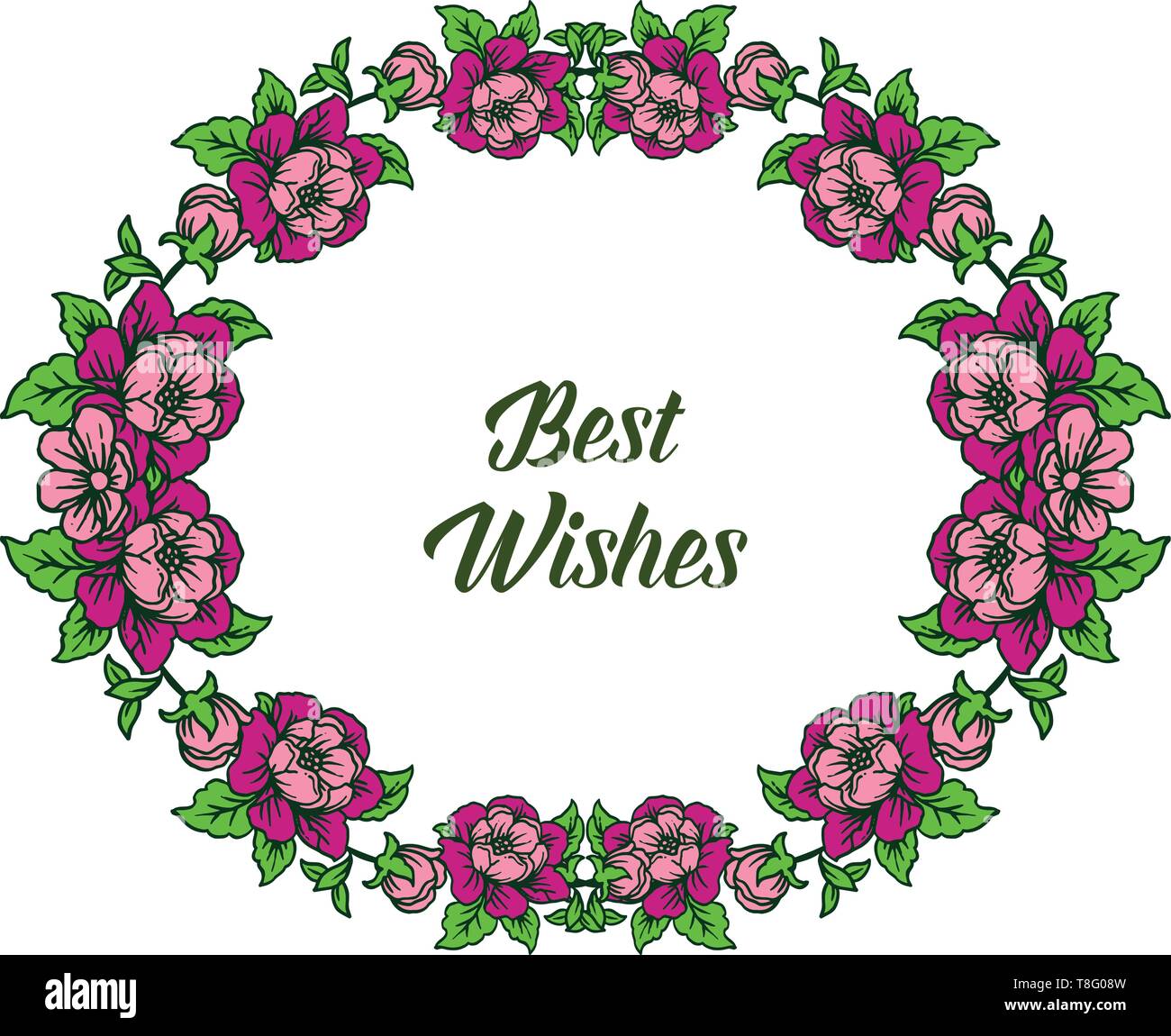 Vector illustration writing best wishes for texture of wreath frames ...