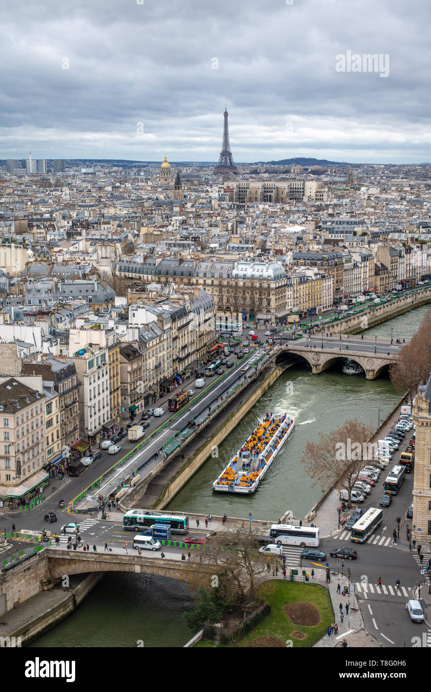 Birds eye view of Paris, France. Notre Dame - Paris, France Stock Photo ...
