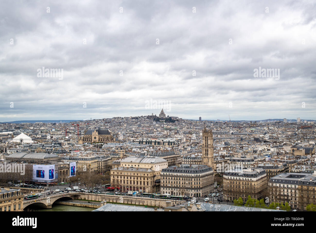 Birds eye view of Paris, France. Notre Dame - Paris, France Stock Photo ...