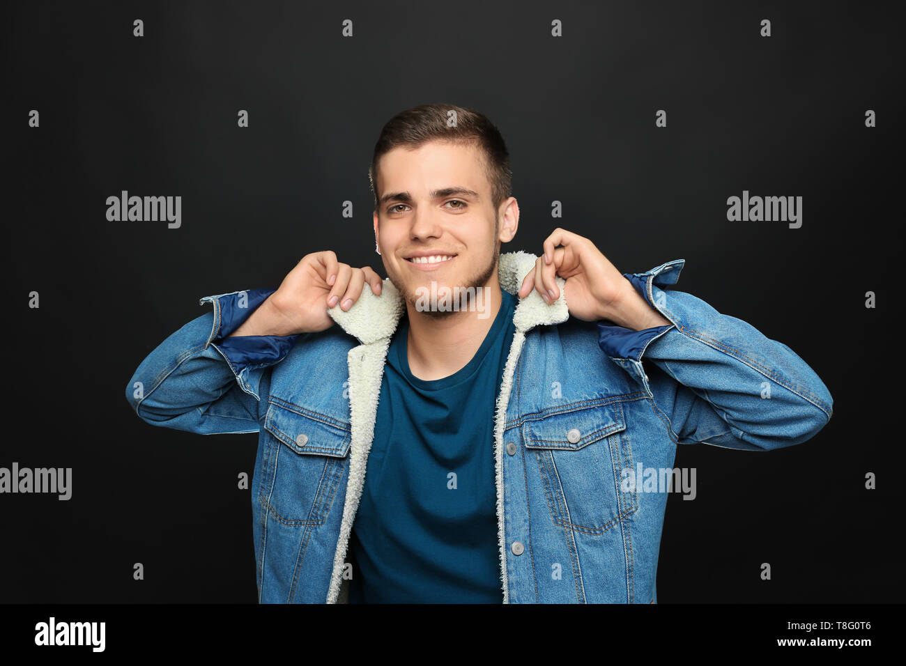 Man in warm denim jacket hi-res stock photography and images - Alamy