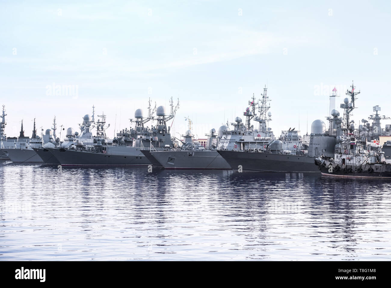 Big warships anchored at the sea Stock Photo - Alamy