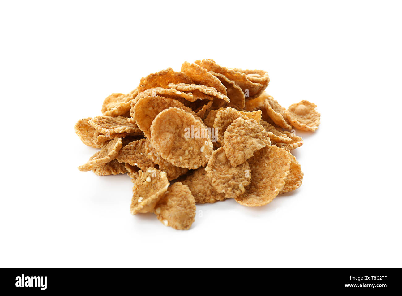 Pile of healthy cornflakes on white background Stock Photo - Alamy