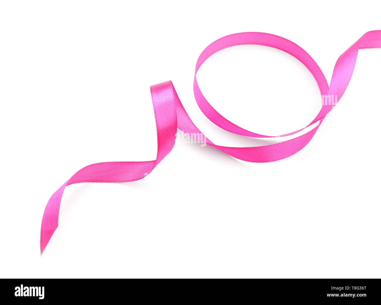 Pink ribbon on white background Stock Photo - Alamy