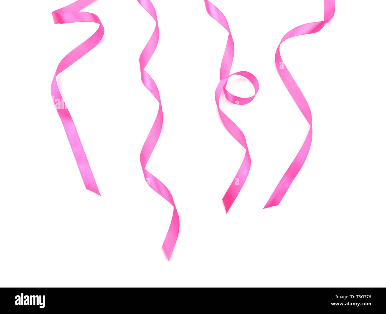 Pink ribbons on white background Stock Photo - Alamy