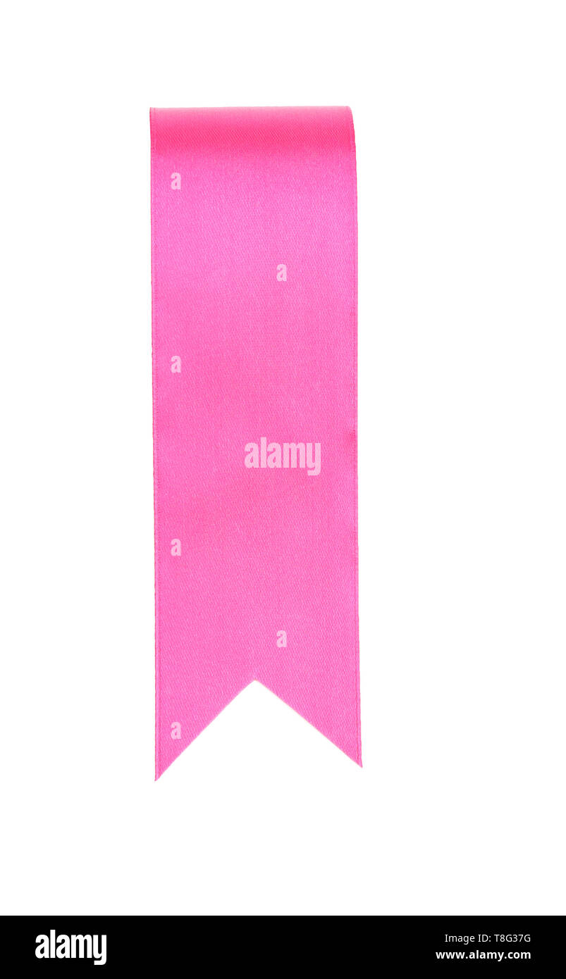 Pink ribbon bookmark on white background Stock Photo - Alamy