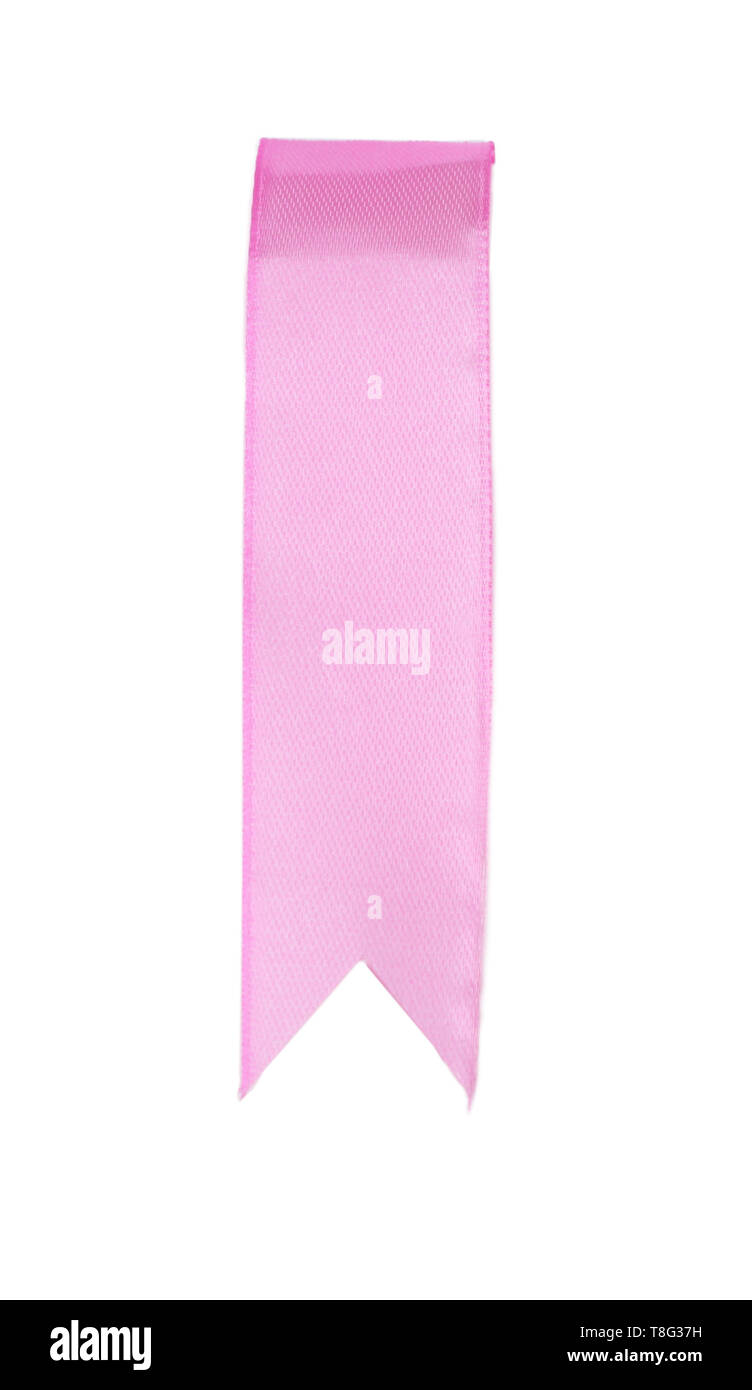 Pink ribbon bookmark on white background Stock Photo - Alamy