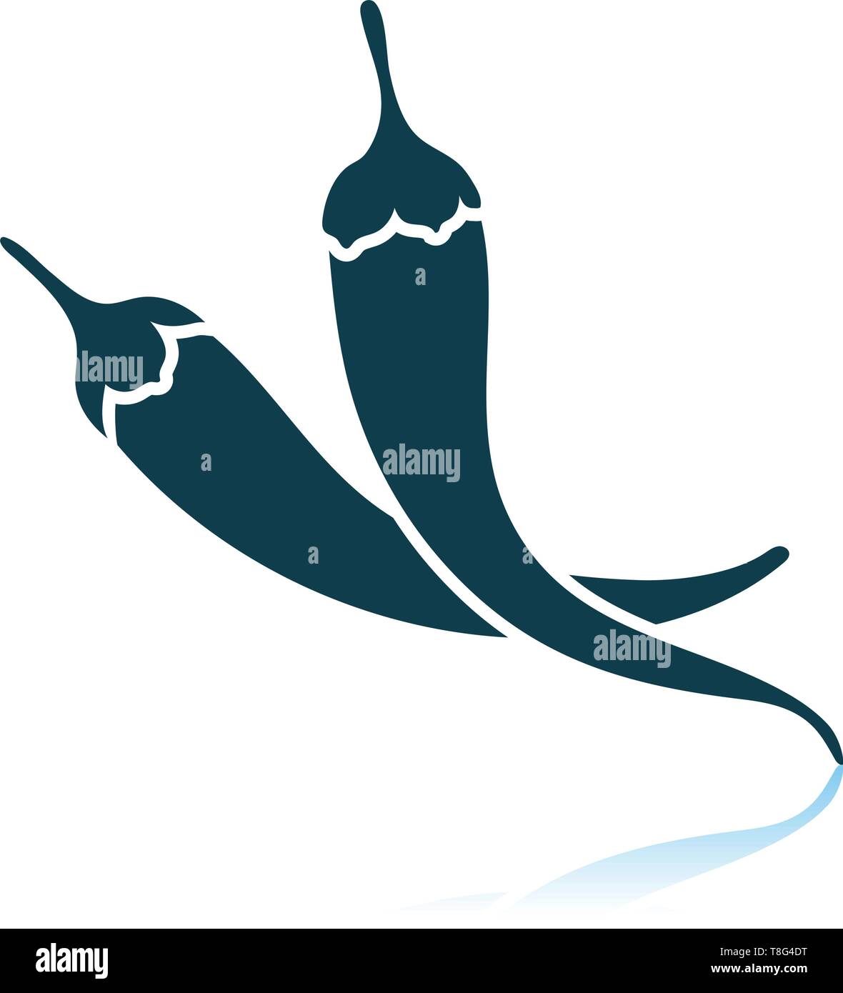 Chili Pepper Icon On Gray Background. Shadow Reflection Design. Vector ...