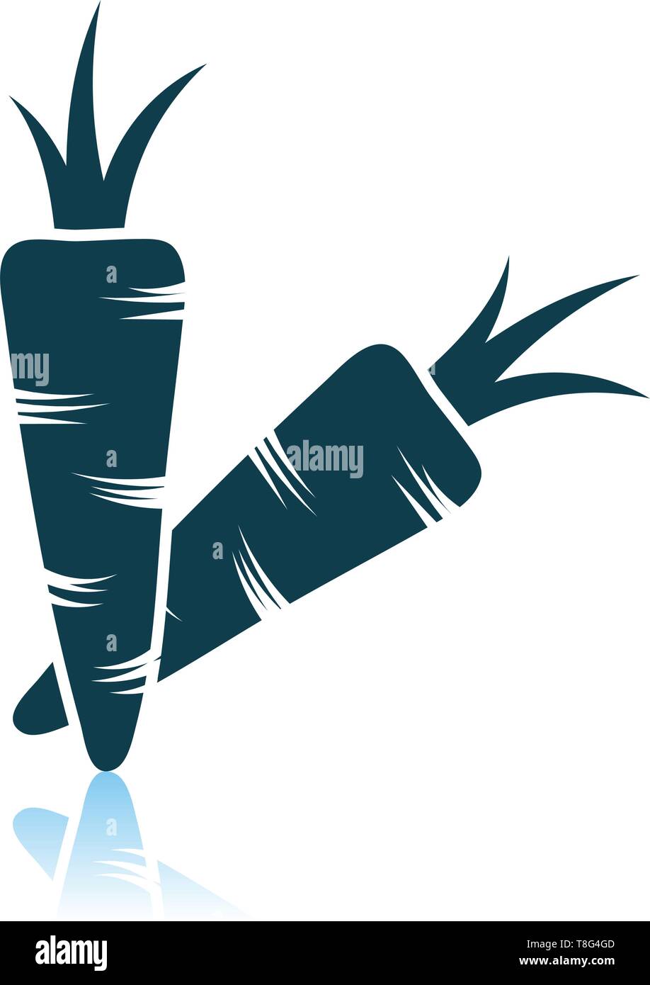 Carrot Icon On Gray Background. Shadow Reflection Design. Vector ...