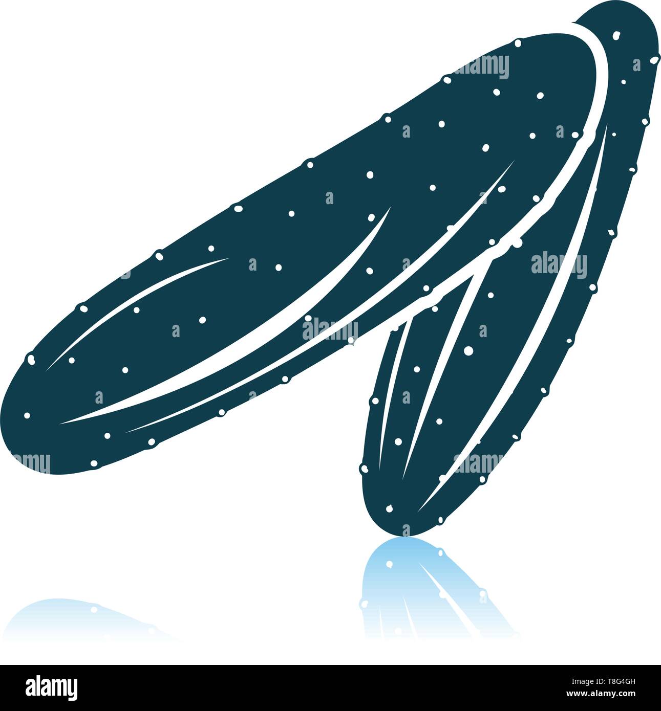 Cucumber Icon On Gray Background. Shadow Reflection Design. Vector ...
