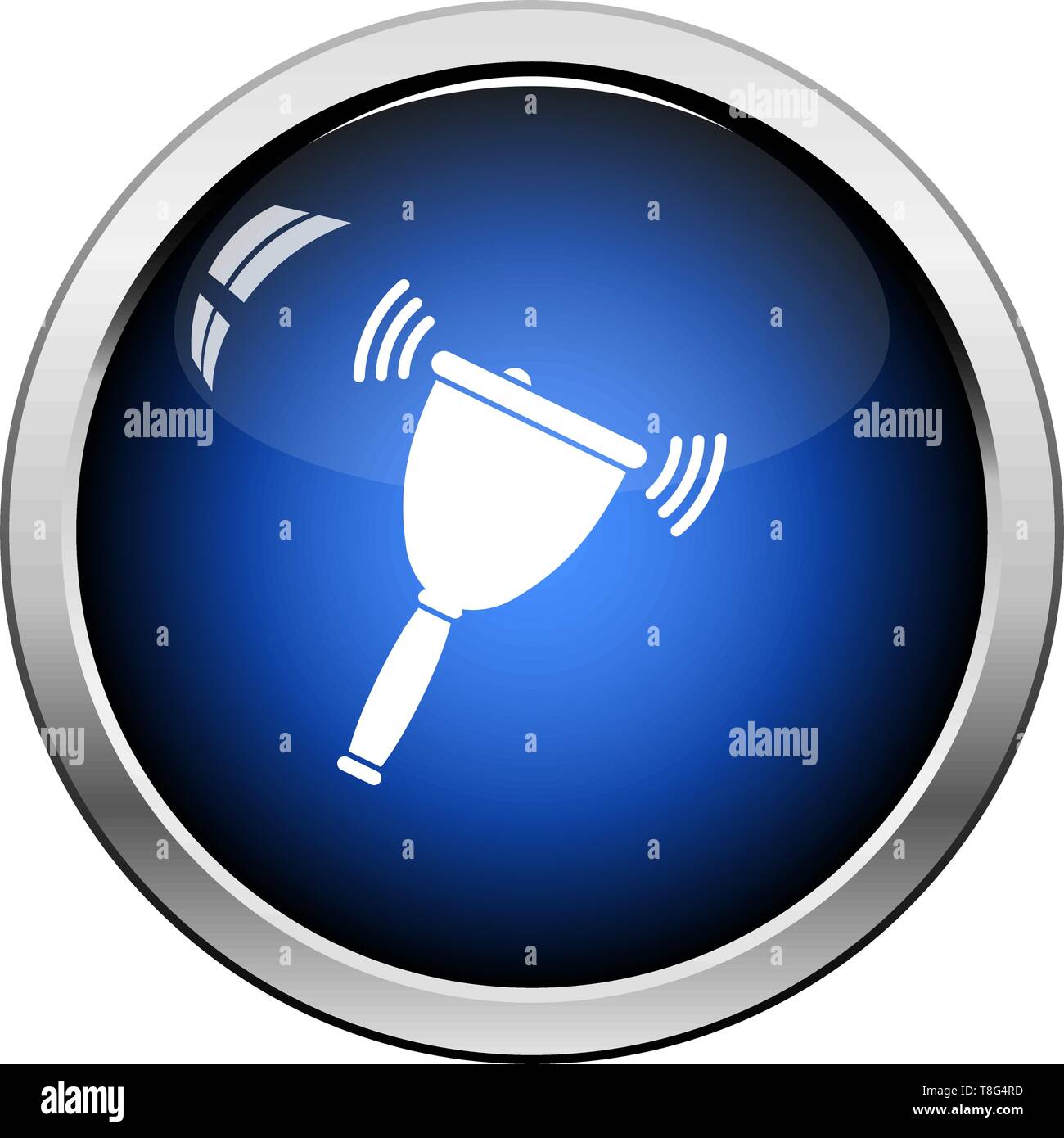 School Hand Bell Icon. Glossy Button Design. Vector Illustration Stock ...