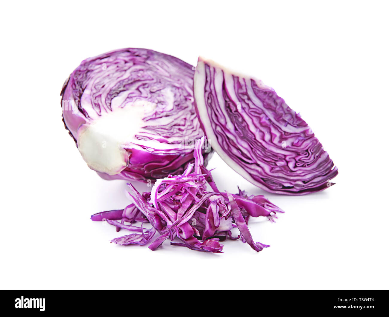 Cut red cabbage on white background Stock Photo - Alamy