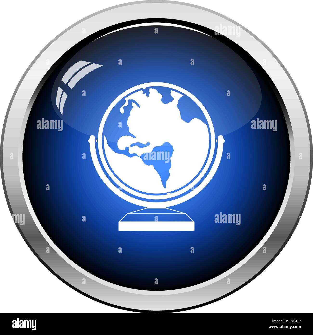 Globe Icon. Glossy Button Design. Vector Illustration Stock Vector ...