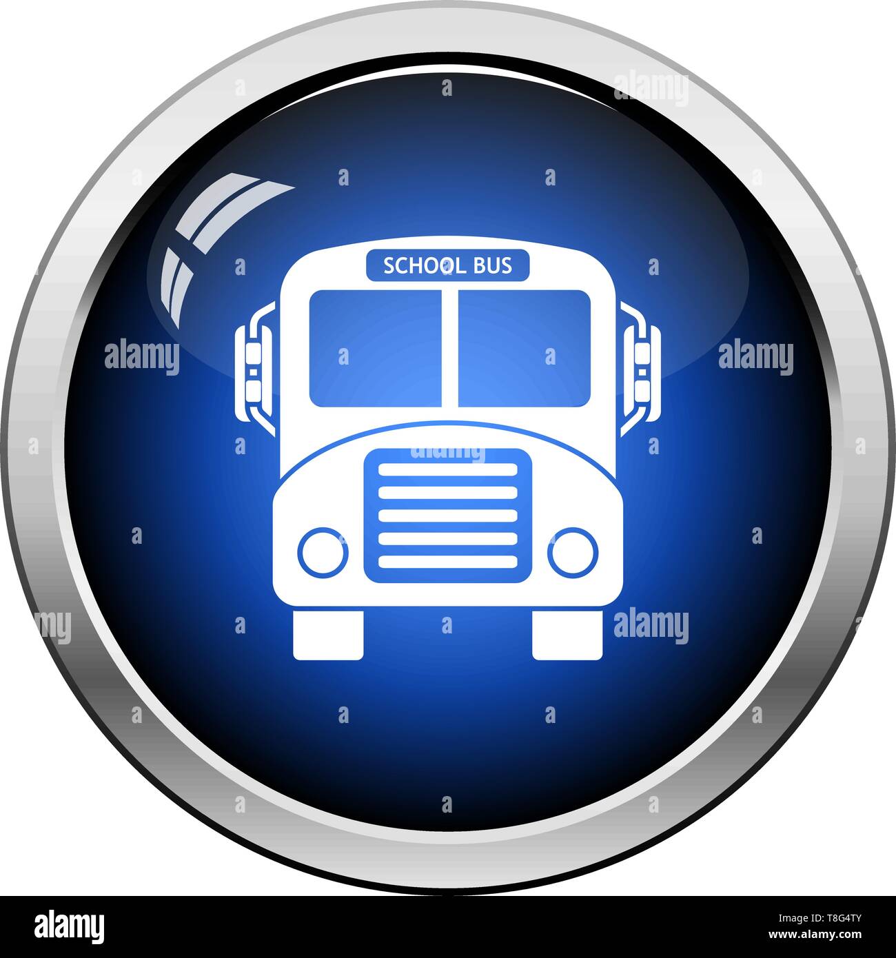 School Bus Icon. Glossy Button Design. Vector Illustration Stock Vector ...