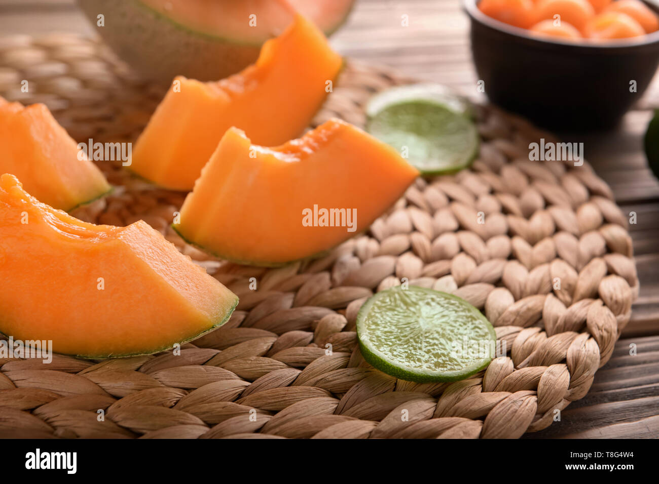 Ripe melon on wicker hi-res stock photography and images - Alamy