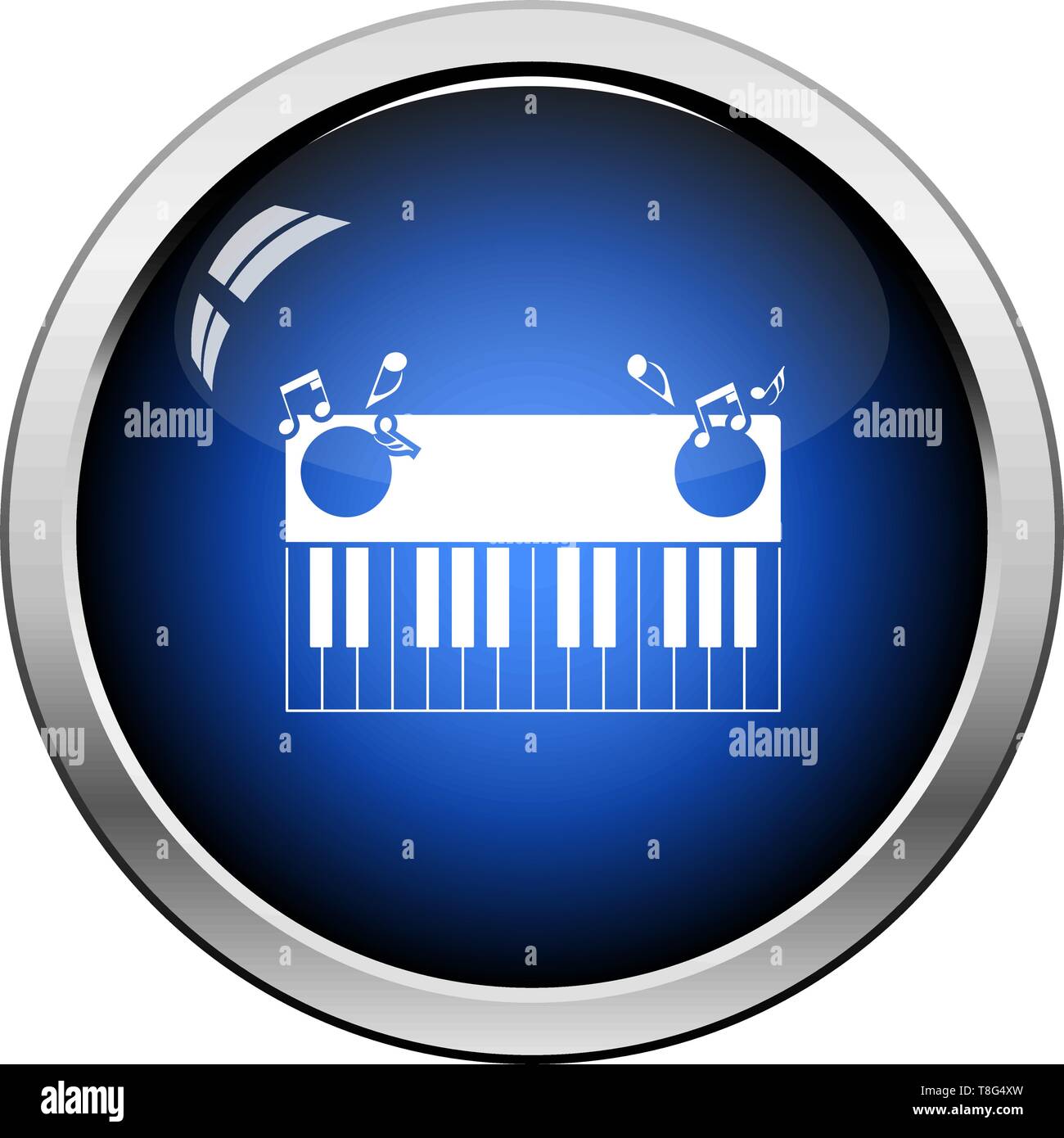 Piano Keyboard Icon. Glossy Button Design. Vector Illustration Stock ...