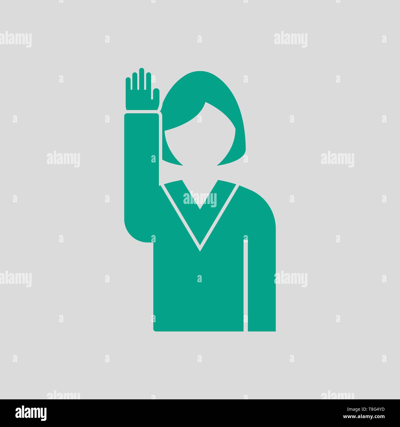 Voting Lady Icon. Green on Gray Background. Vector Illustration Stock ...