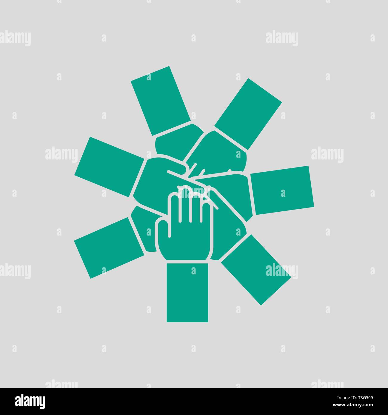 Unity And Teamwork Icon. Green on Gray Background. Vector Illustration ...