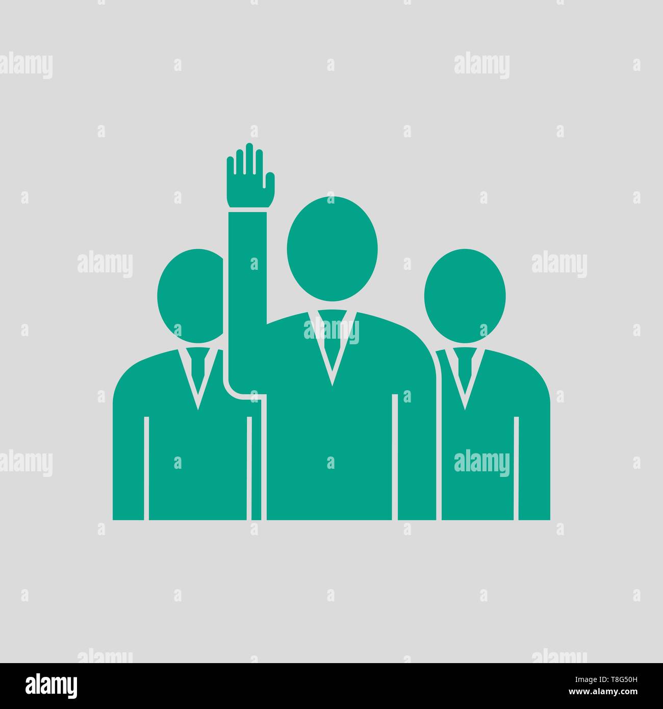 Voting Man With Men Behind Icon. Green on Gray Background. Vector ...