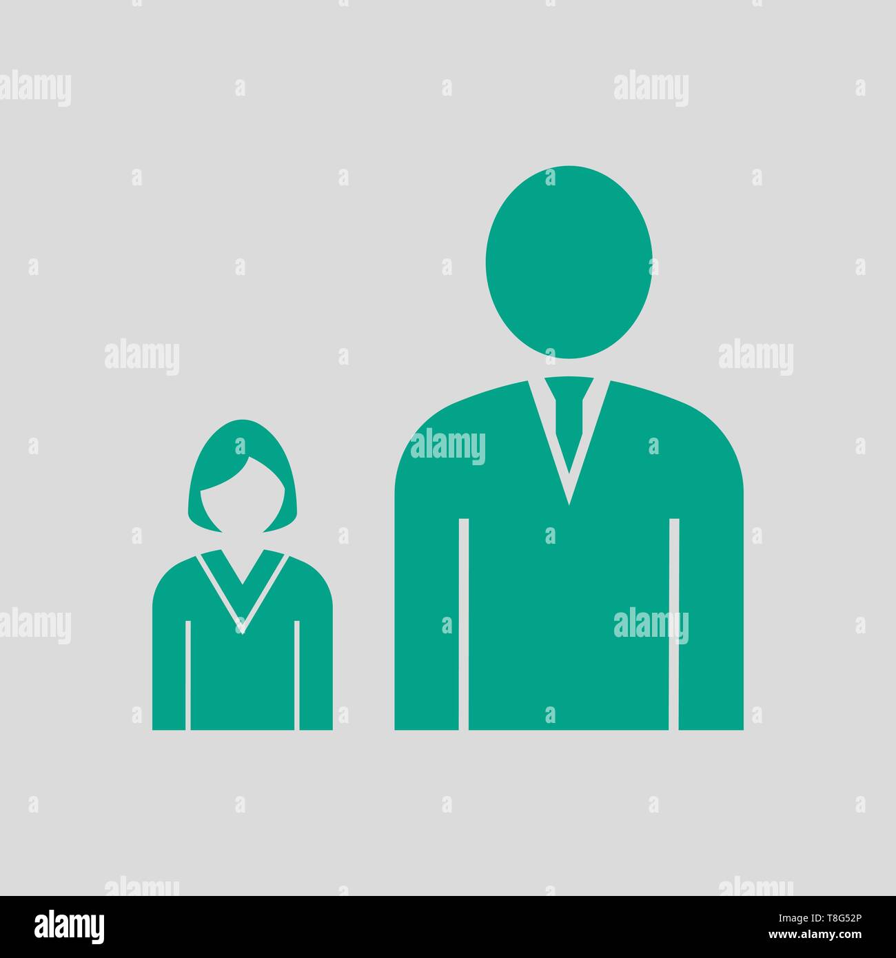 Man Boss With Subordinate Lady Icon. Green on Gray Background. Vector ...