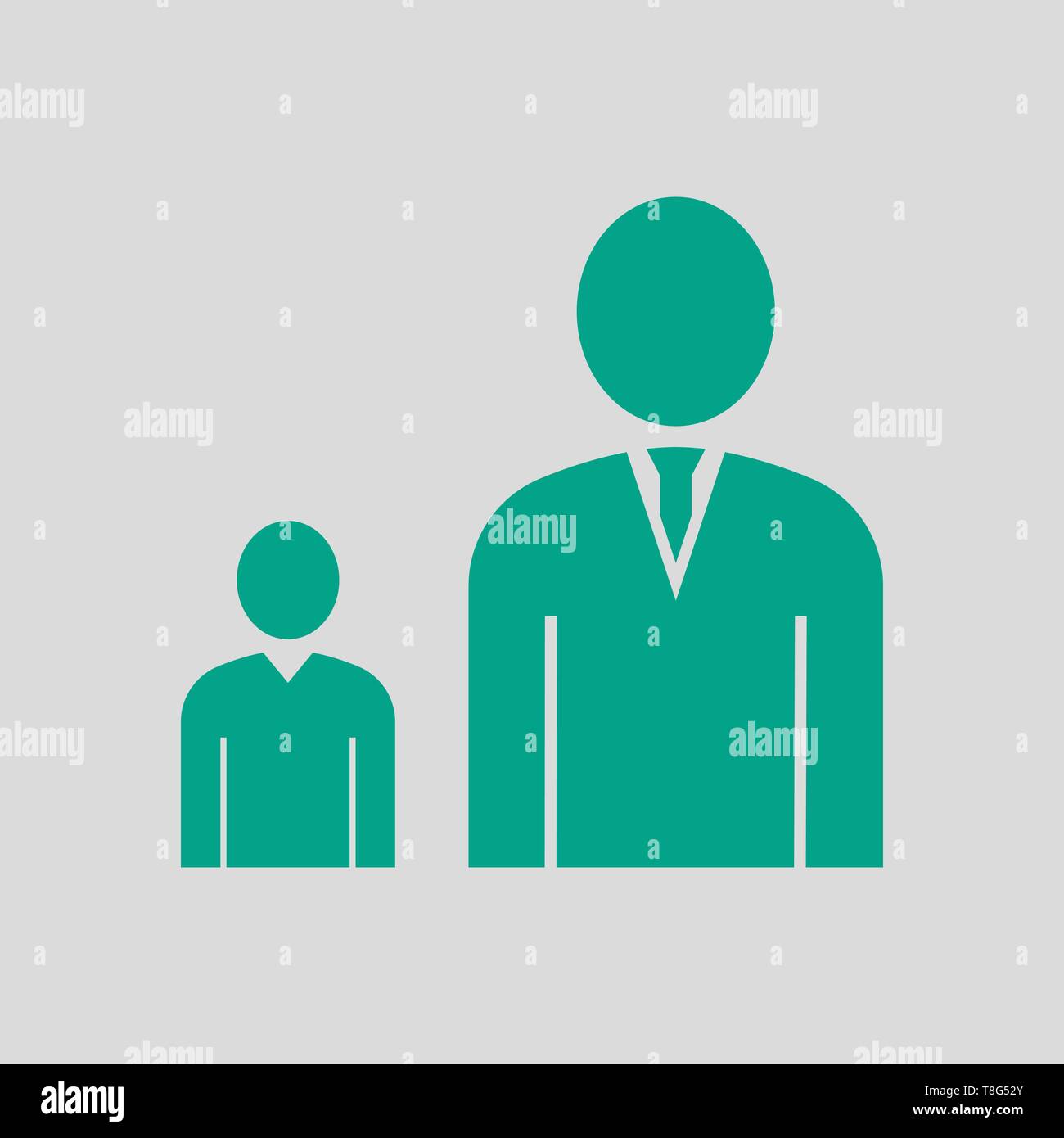 Man Boss With Subordinate Icon. Green on Gray Background. Vector ...