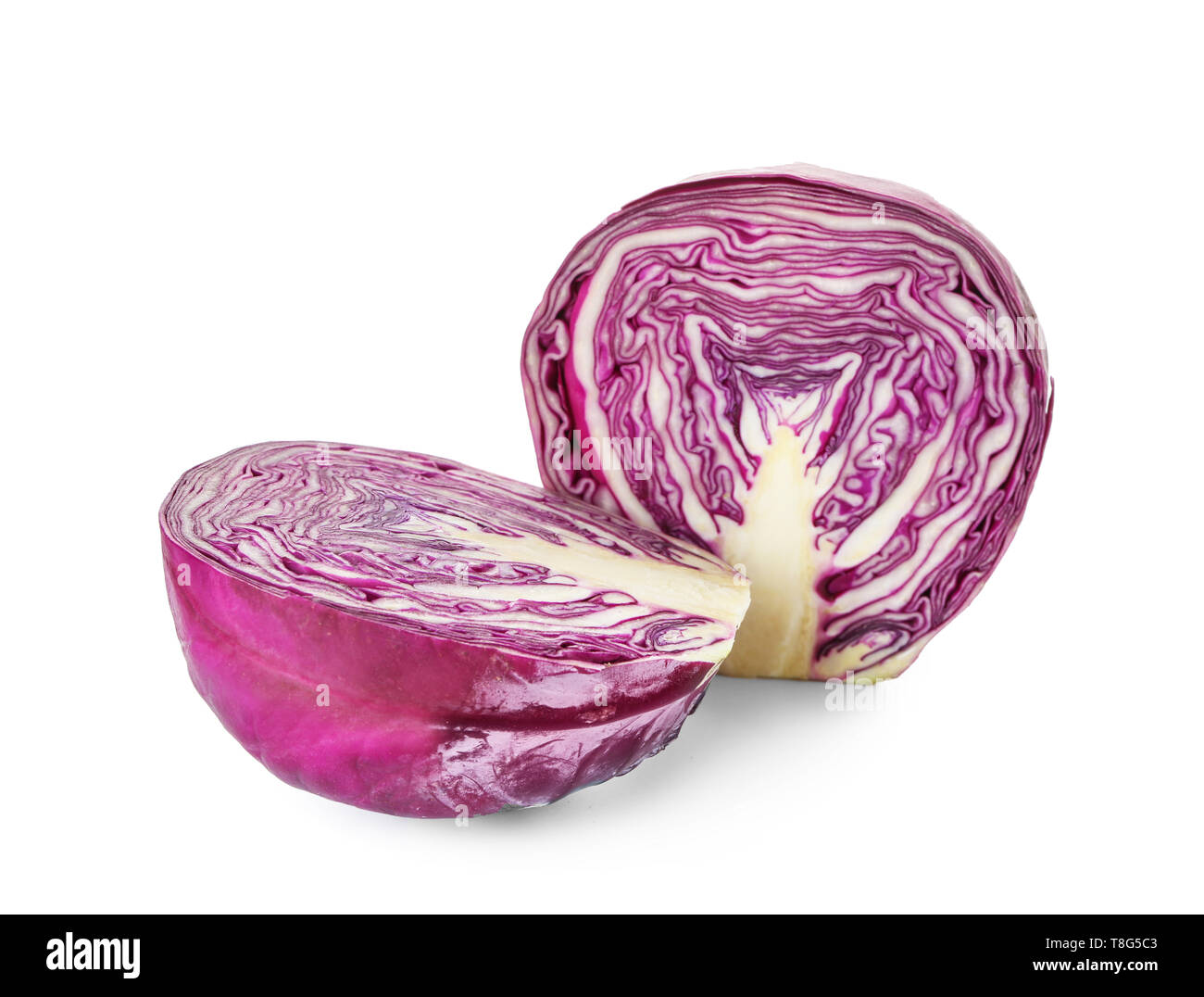 Cut red cabbage on white background Stock Photo - Alamy