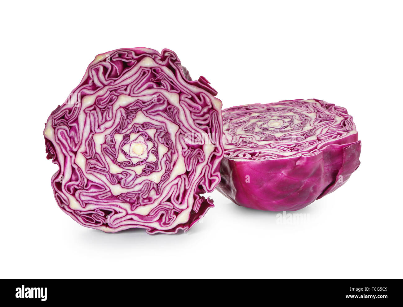 Cut red cabbage on white background Stock Photo - Alamy