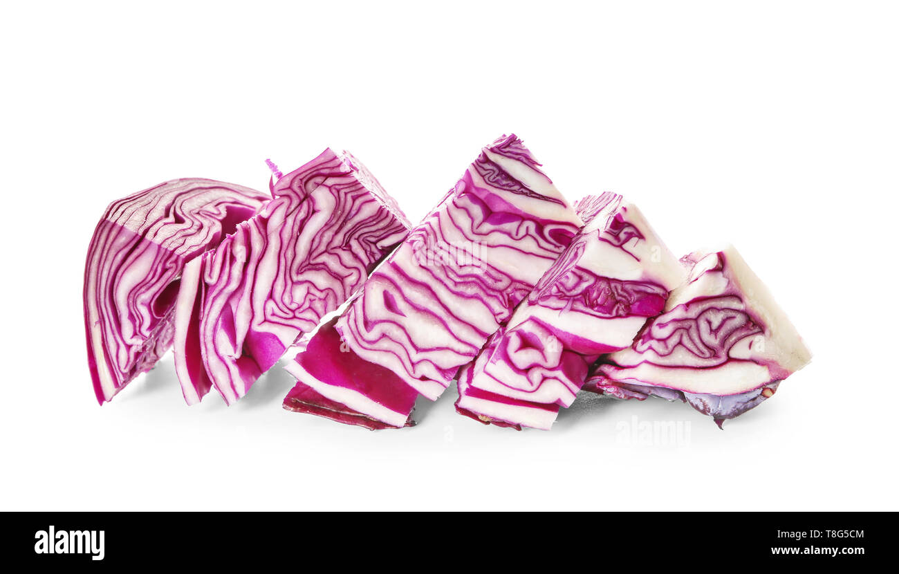 Cut red cabbage on white background Stock Photo - Alamy