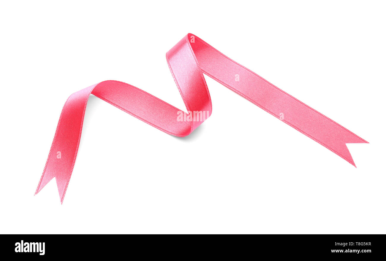Pink ribbon on white background Stock Photo - Alamy