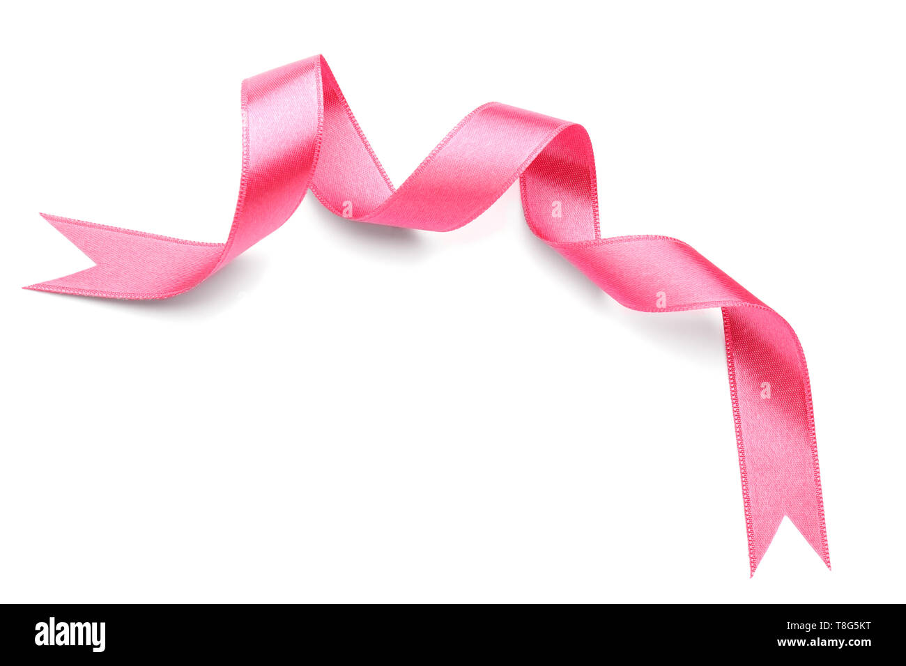 Pink ribbon on white background Stock Photo - Alamy
