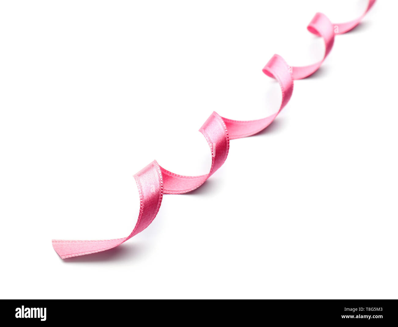 Pink ribbon on white background Stock Photo - Alamy