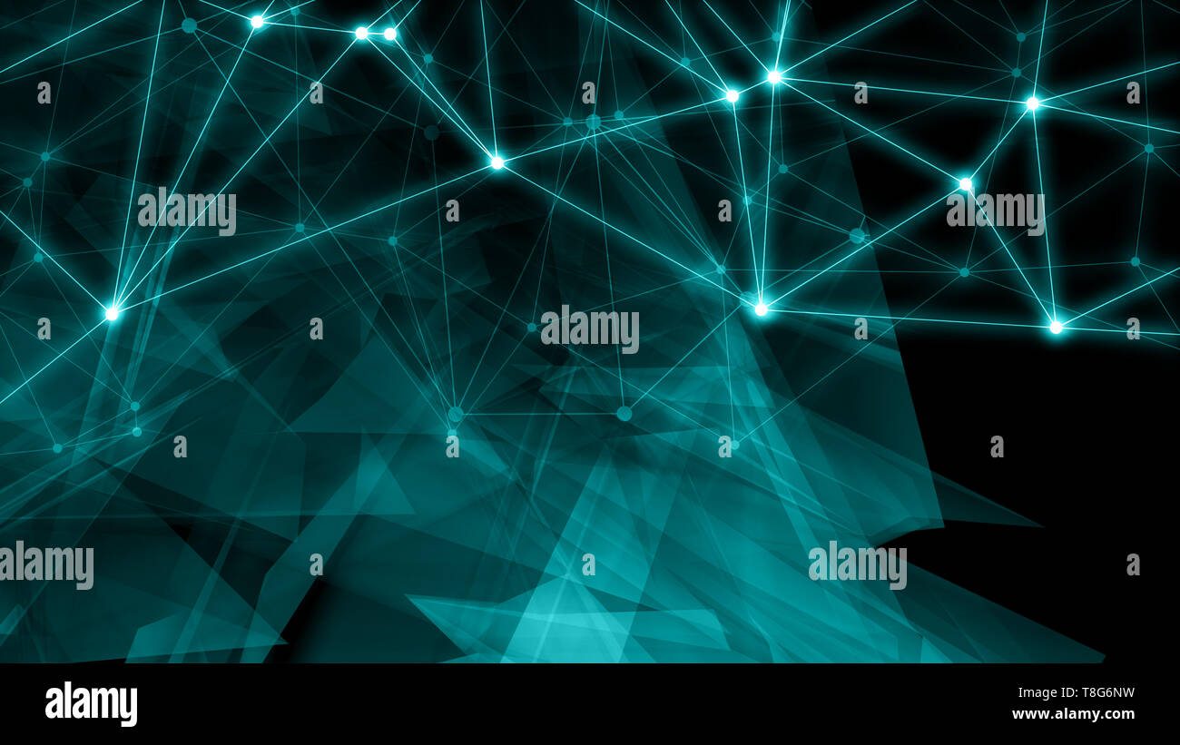 Digital technology chaos, tech abstract background, many transparent ...