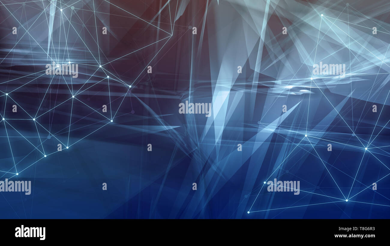 Artificial intelligence abstract background, many triangles connection ...