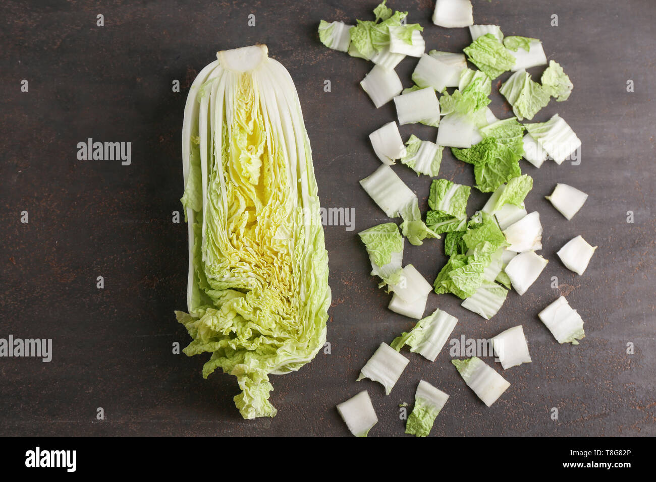 Fresh cut cabbage on dark grey background Stock Photo - Alamy