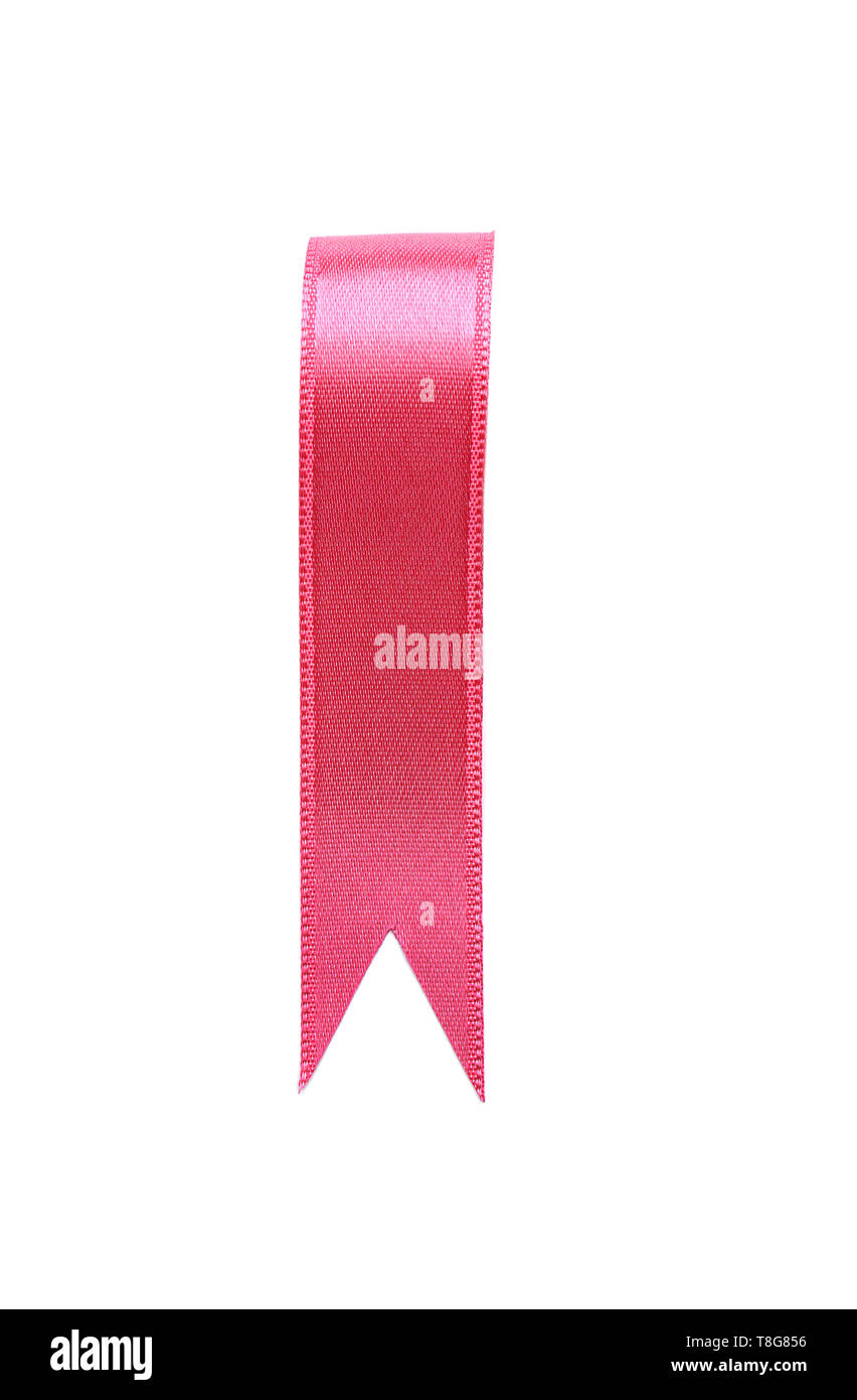 Pink ribbon bookmark on white background Stock Photo - Alamy