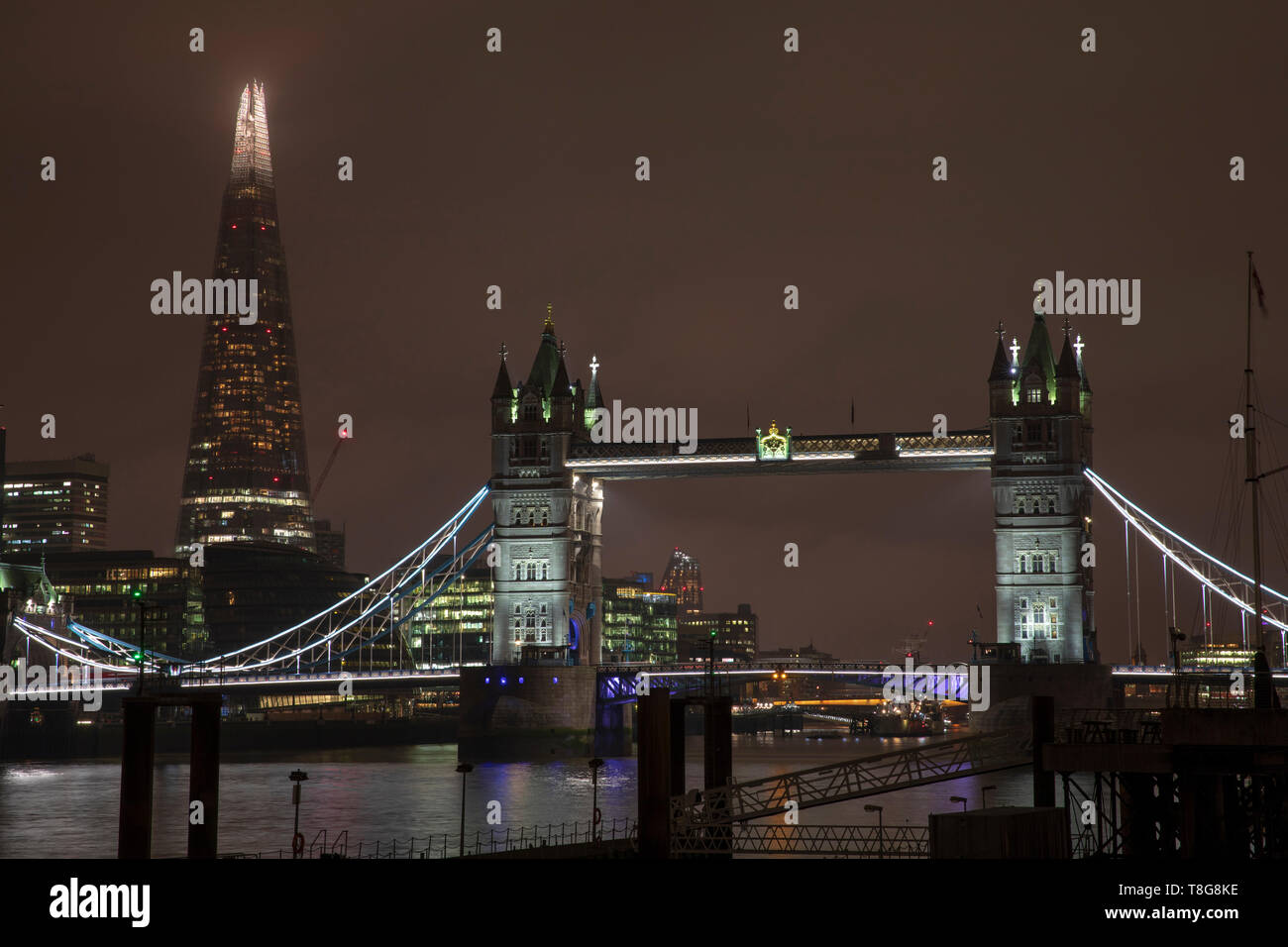 The Shard & Tower Bridge at night Stock Photo - Alamy