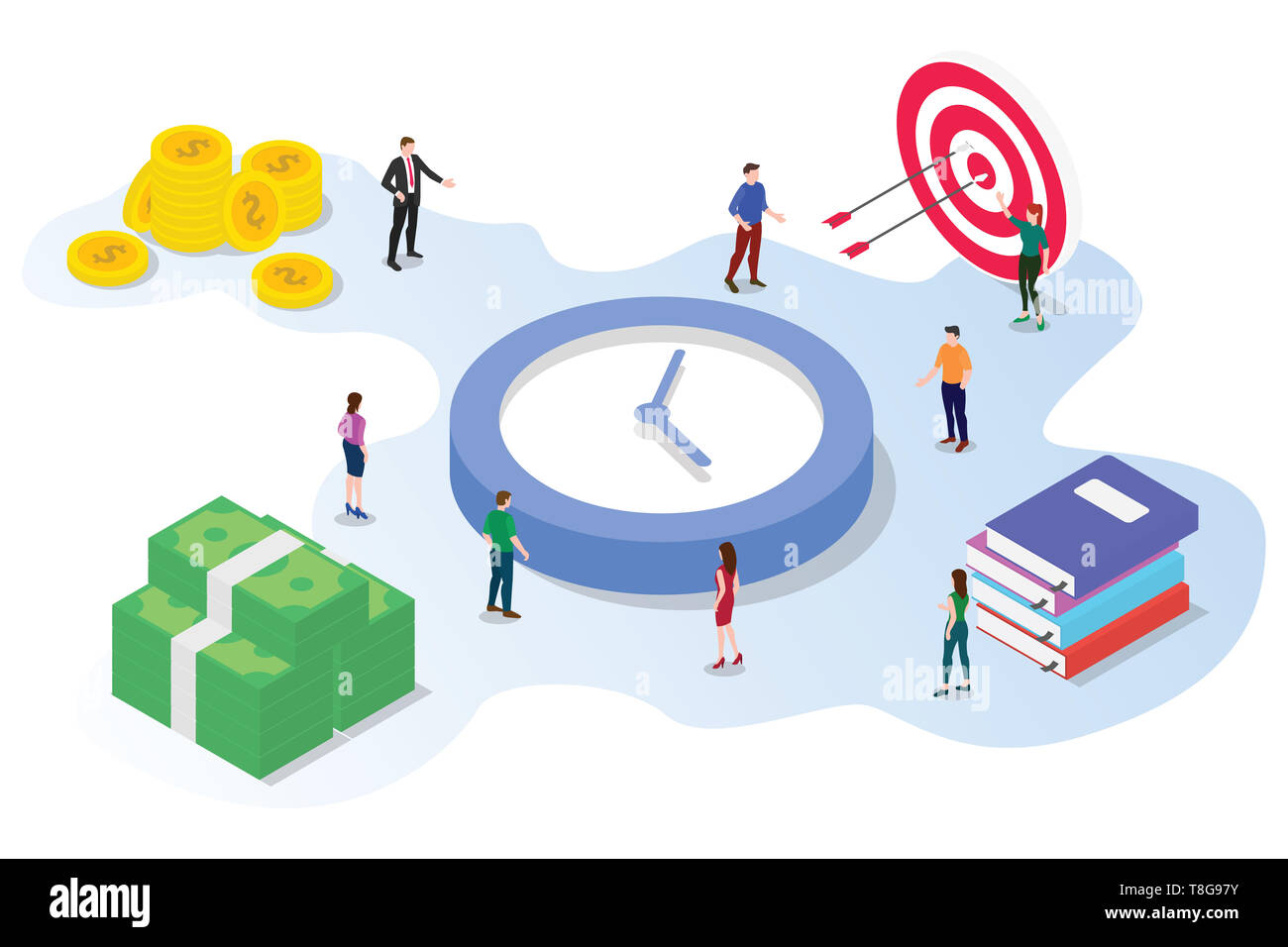 time management saving concept with team people working together with ...