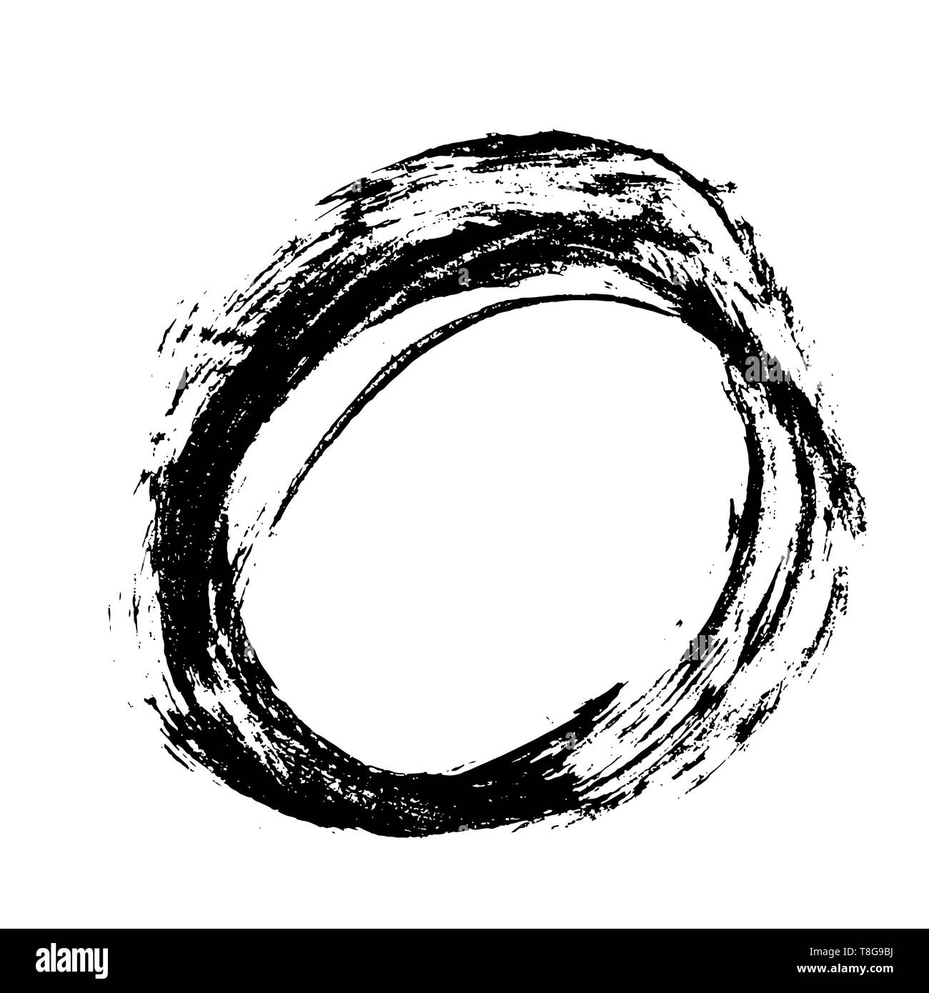 Ink vector brush stroke round frame. Vector illustration. Grunge texture Stock Vector Image ...