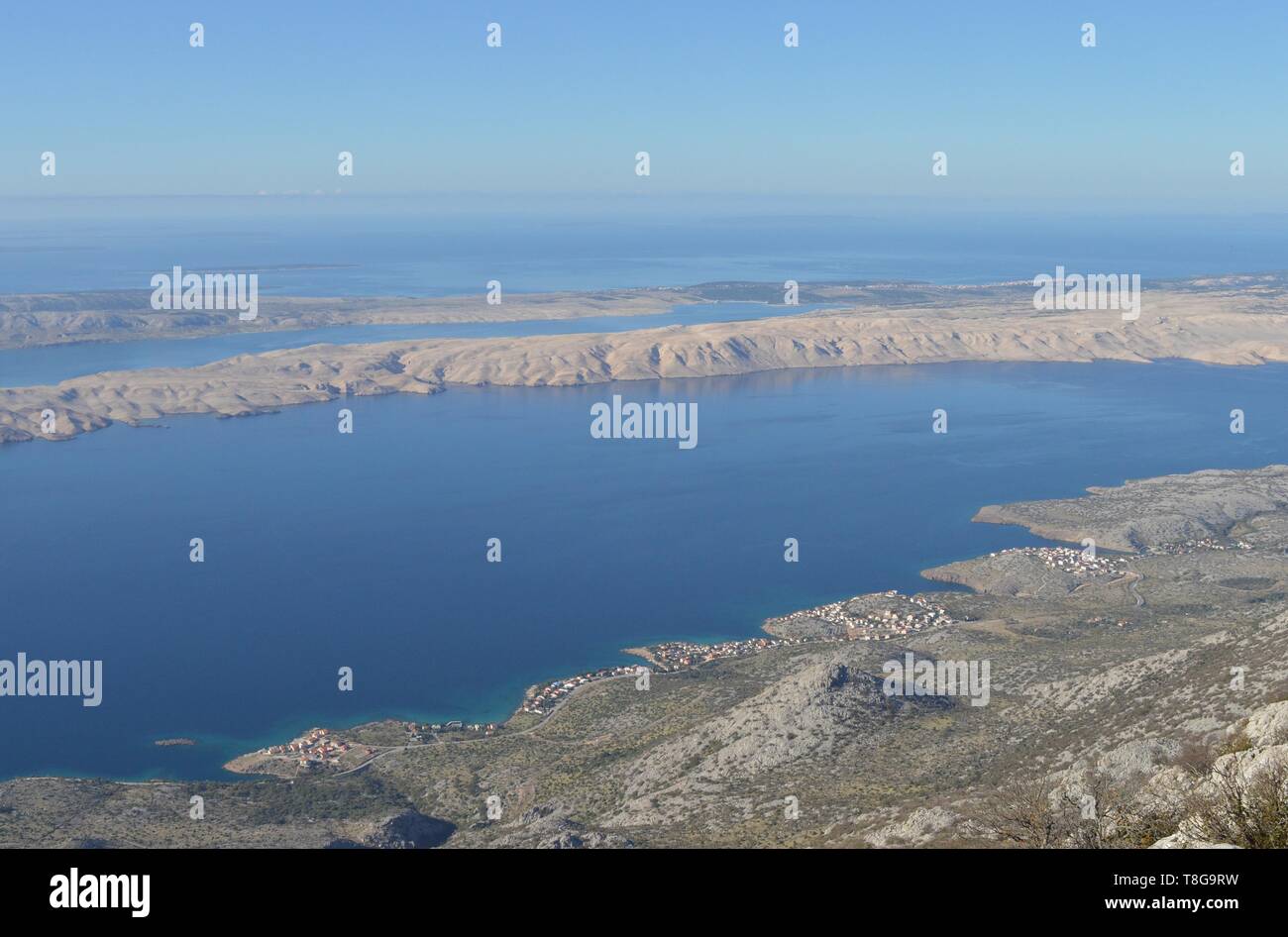 Northern Adriatic coastline photographed from Velebit Mountain Stock ...