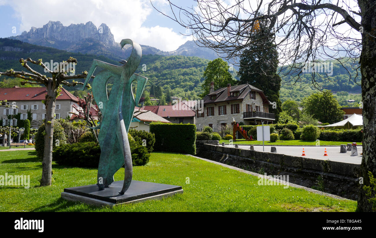 the Talloire Abbey and Lanfon PeaksTalloire, Annecy Lake, Haute-Savoie ...