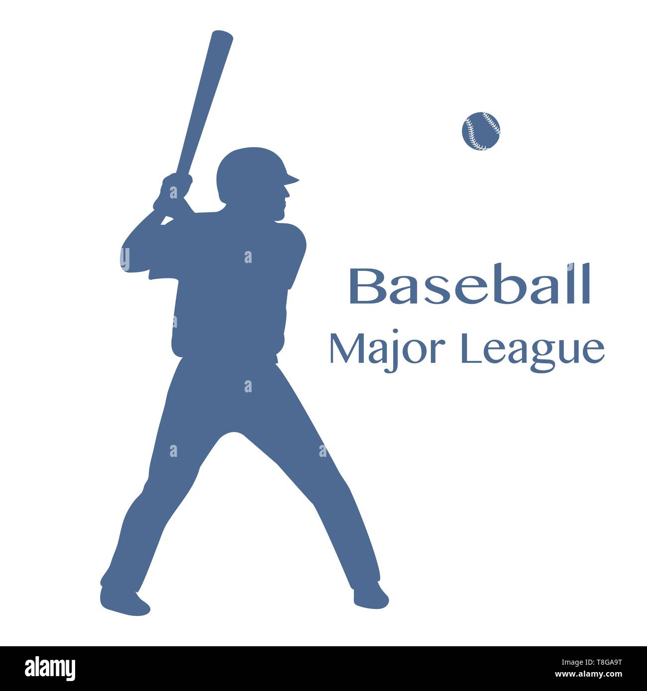Vector illustration with baseball player standing with bat in his hands ...