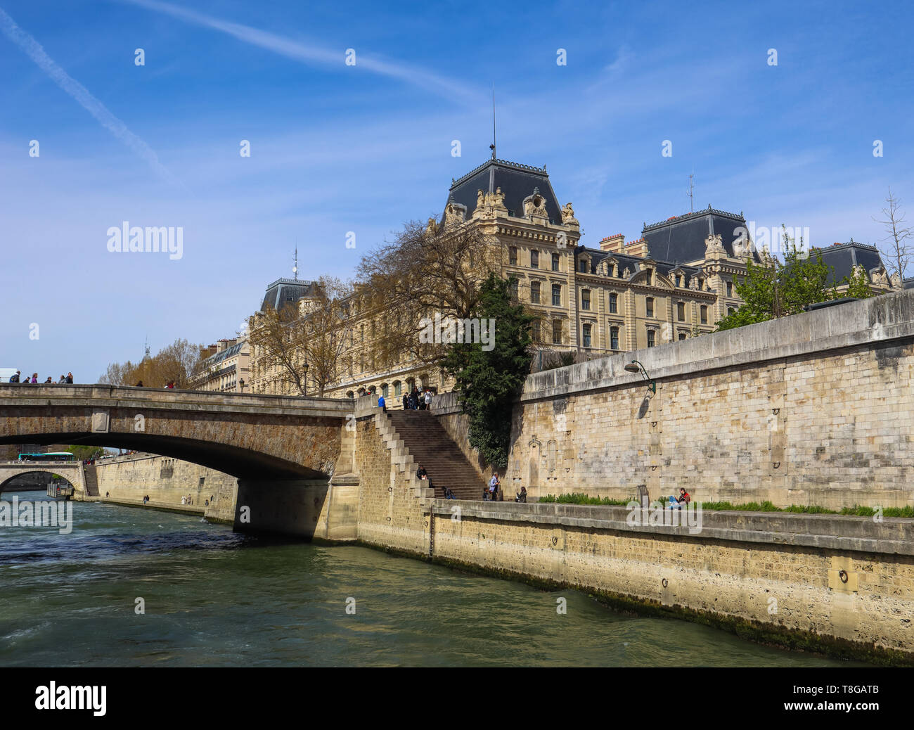 Paris / France - April 06 2019: Bridge across Seine River and beautiful ...