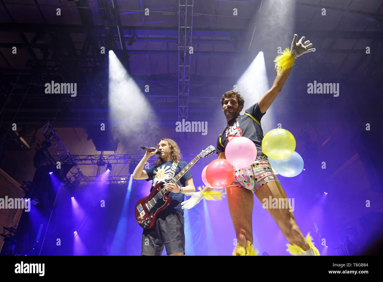 A clown with Fetus,singer & guitar of Ultra Vomit perform at the World ...