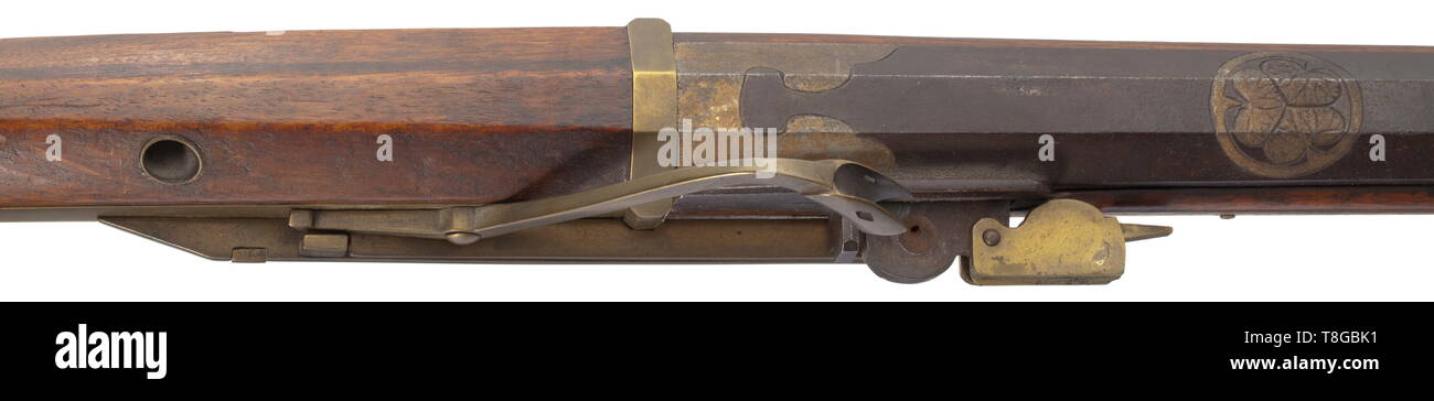 A Japanese teppo, late Edo period Hakkaku barrel in calibre 11.6 mm ...