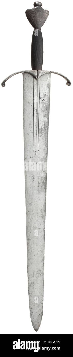 An Italian short sword, circa 1550/60 Broad, double-edged blade, the ...