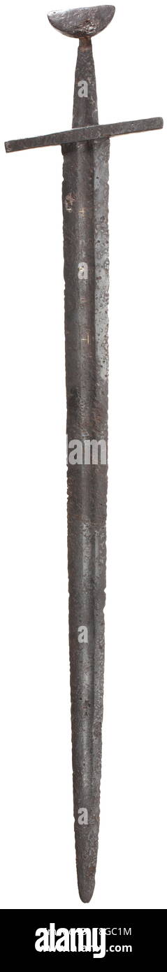 A German knightly sword, 11th century Robust, double-edged blade with ...