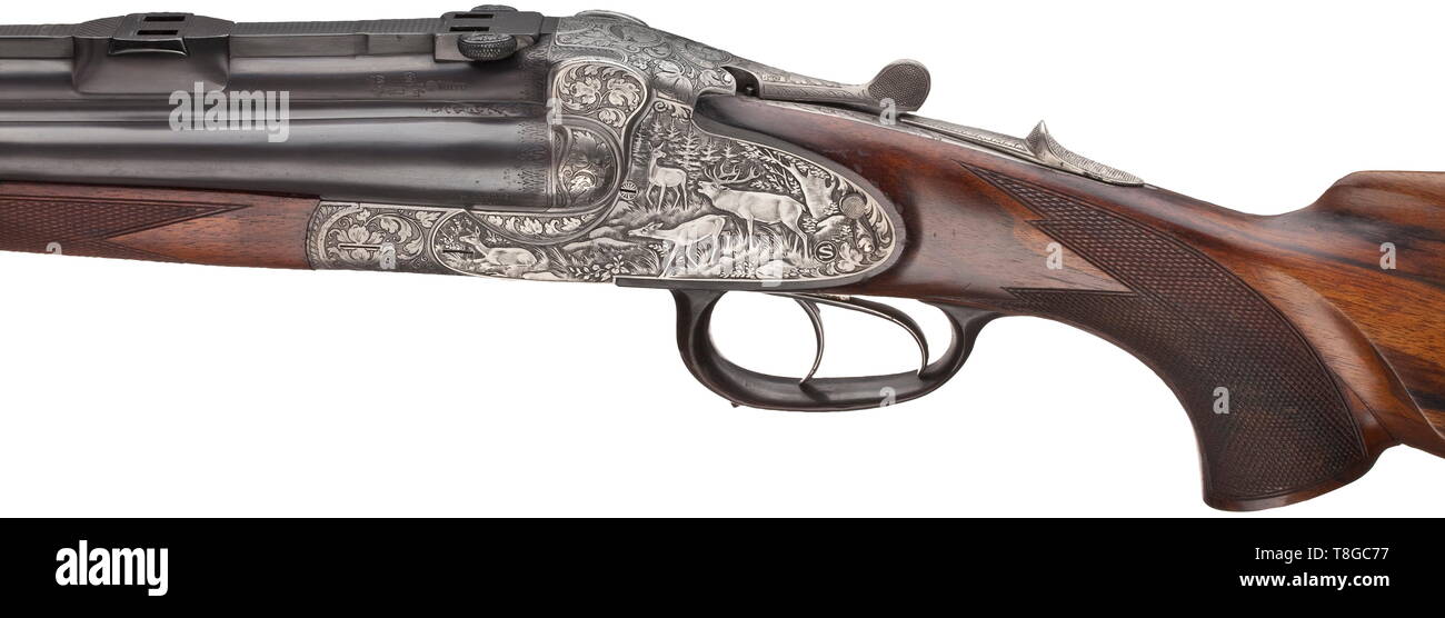 A side-by-side rifle with shotgun barrel Vierordt, Suhl Cal. 16/65/8 x ...